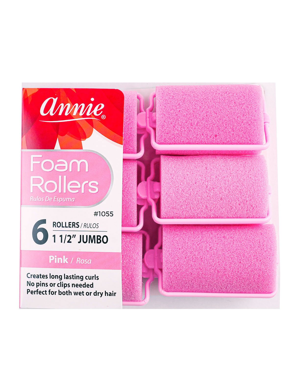 ANNIE #1055 FOAM ROLLERS (PINK/JUMBO) – 6PCS/PK – BijouxHair